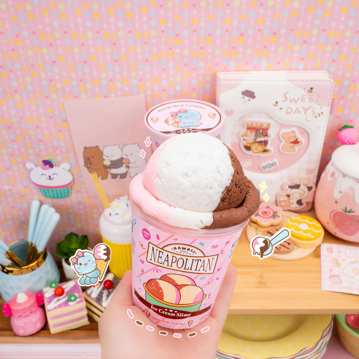 Neapolitan Scented Ice Cream Pint Slime | Kawaii Slime Co – Reformation Refill